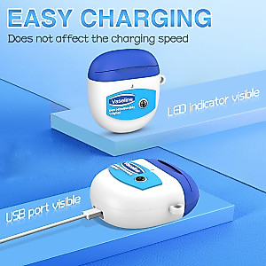 [6 in 1] TOLUOHU Case for Bose QuietComfort Earbuds II Case, Shockproof Silicone Protective New Cute Cartoon Bose QuietComfort Earbuds ii Cover Accessories with Keychain Lanyard Brush Sticker -Blue