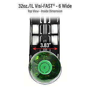 Display Technologies Visi-Fast Spring-Loaded Beverage Pusher-Glides (Pack of 6) - Effortless Beverage Product Presentation for 32oz/1LTR - 6-wide, 22" D' Drink Organizer ofor Cans, Bottles and More