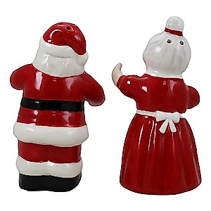 Ebros Gift 'Tis The Season Dancing Mr And Mrs Santa Claus Christmas Couple Salt And Pepper Shakers Set Ceramic Figurines Party Kitchen Tabletop Collectible Prop Jolly Holiday Decorative