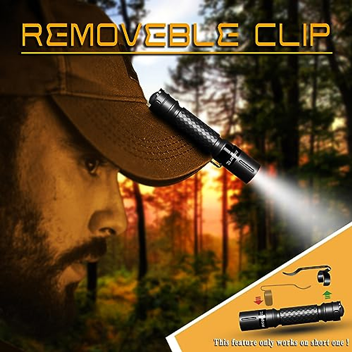 Mini Flashlight 3 Modes Small Flashlights LED Powerful High Lumens Tactical Pen Light with Clip,Slim Portable Pocket Compact Torch for Emergency Inspection AAA Battery Water-Resistant (3.4 & 5.2 inch)