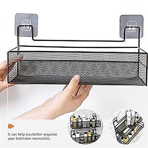 Angoily Laundry Metal Wire and Toiletries Storage Hanging Shelf Caddy Organizer Shelves Drilling Office Basket Room Kitchen Floating Conditioner Shampoo Home Mesh No Shower Bedroom Wall