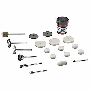 Dremel 726-01 Cleaning & Polishing Rotary Tool Accessory Kit with Storage Case, 20-Piece Set - Includes Buffing Wheels, Polishing Bits, and Compound