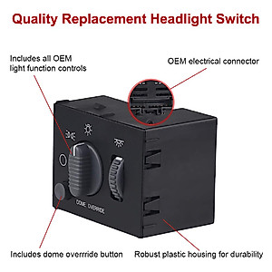 WMPHE Compatible with Headlight Switch Chevy Silverado Suburban 1999-2002 GMC Sierra 2000-2002 Tahoe Avalanche Yukon XL Headlamp Dimmer Switch Replace OE # 15755595 D1534G DS-968