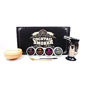 DolcheMercato Cocktail Smoker Kit with Torch – 4 Flavors Wood Chips Bourbon, Whiskey Smoker Infuser Kit, Old Fashioned Drink Smoker Kit (No Butane/Fuel)