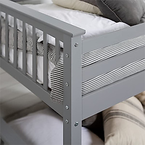 Walker Edison Resende Mission Style Solid Wood Twin over Twin Bunk Bed, Twin over Twin, Grey