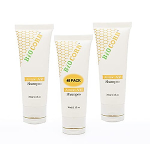 BIO CORN Travel Size Shampoo, Hotel Toiletries Bulk (48 Pack, 1.1oz/30ml) ，Degradable Tube -Cornstarch Material