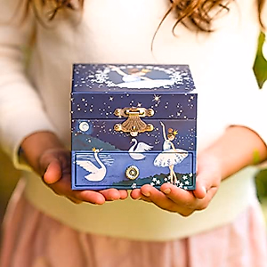 Jewelkeeper Musical Jewelry Box with Spinning Ballerina, Glitter Design, Swan Lake Tune