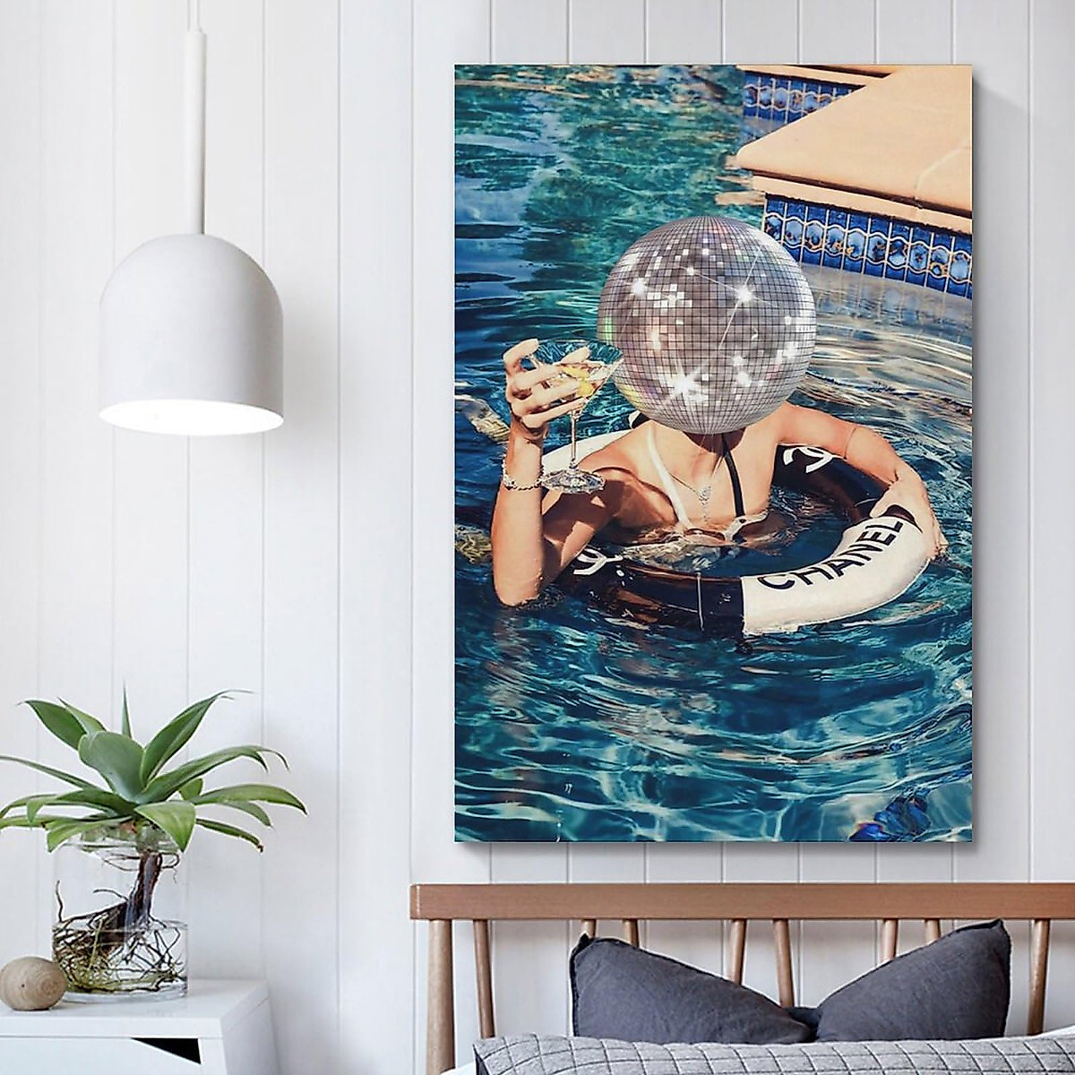 Posters For Room Funky Wall Decor Cocktail Wall Art Summer Pool Party Unique Decoration Blue Funny B Poster Art Decor Painting Aesthetic Wall Art Canvas for Bedroom Decor 12x18inch(30x45cm) Style