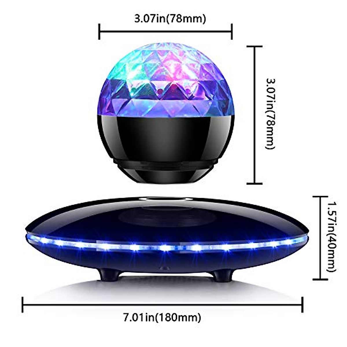 RUIXINDA Magnetic Levitating Bluetooth Speaker, Floating Speaker with Night Light Projector, Colorful Led Flashing Show for Home Birthday Party, Cool Tech Gadgets Birthday