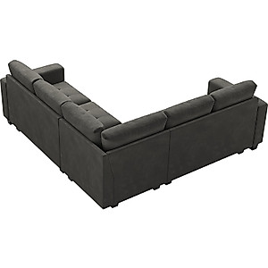 Belffin Velvet Modular Sectional Sofa Convertible Sectional Sofa Couch with Reversible Chaise L Shaped 4 Seater Corner Sofa Couch Grey
