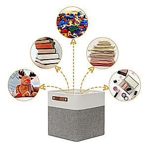 DULLEMELO Collapsible Bundle Baskets 4 Cube Baskets 12"x12"x12" + 2 Large Baskets 16"x12"x12"（White&Grey)