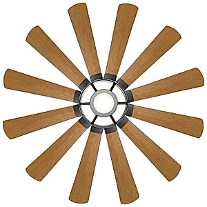 Windmill Indoor and Outdoor 12-Blade Smart Home Ceiling Fan 65in Matte Black Distressed Koa with 3000K LED Light Kit and Remote Control works with Alexa and iOS or Android App