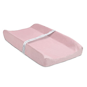 Delta Children Contoured Changing Pad with Plush Cover, Pink