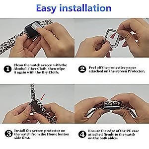 LKEITY Floral Printed Pattern Silicone Band with Case Cover Set Screen Protector Compatible for Apple Watch 41mm 45mm 38mm 40mm 44mm 42mm, Soft Sport Strap for iWatch Series 8 7 SE 6 5 4 3 2 1 Women