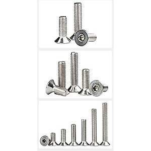 Guard4U 300Pcs Metric M2 304 Stainless Steel Flat/Countersunk Head Hex Socket Cap Bolts Screws Nuts Assortment Kit- M2x 4mm/ 6mm/ 8mm/ 10mm/ 12mm/ 14mm/ 16mm/ 18mm/ 20mm