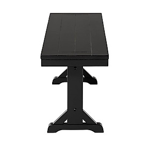 Walker Edison 3 Person Modern Farmhouse Wood Armless Kitchen Table Set Dining Chairs, 60 Inch, Black