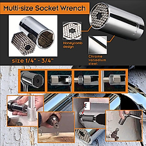 Home DIY tools Universal Socket Wrench Auto Adjustable Size(7-19mm) with Strong Magnetic Screw Driver and Bendable Extension Cable for Corner Driving Screw Gifts for man Christmas