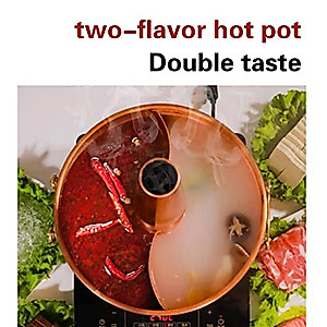 Chafing Dishes Induction Cooker Copper Hot Pot, Thickened Clear Soup Pot Mandarin Duck Pot Induction Cooker Gas Universal Copper Pot Household Copper Hot Pot (Color : B, Size : 28cm)