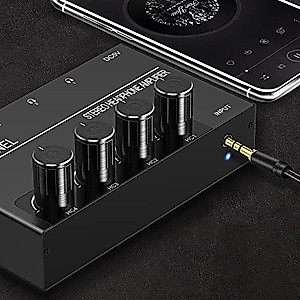 ZUKVYE 4 Channel Headphone Amplifier Stereo Audio Amp, Ultra-Compact Portable Headphone Splitter w/4 3.5MM Headphones Output Jack and 3.5MM Audio Input