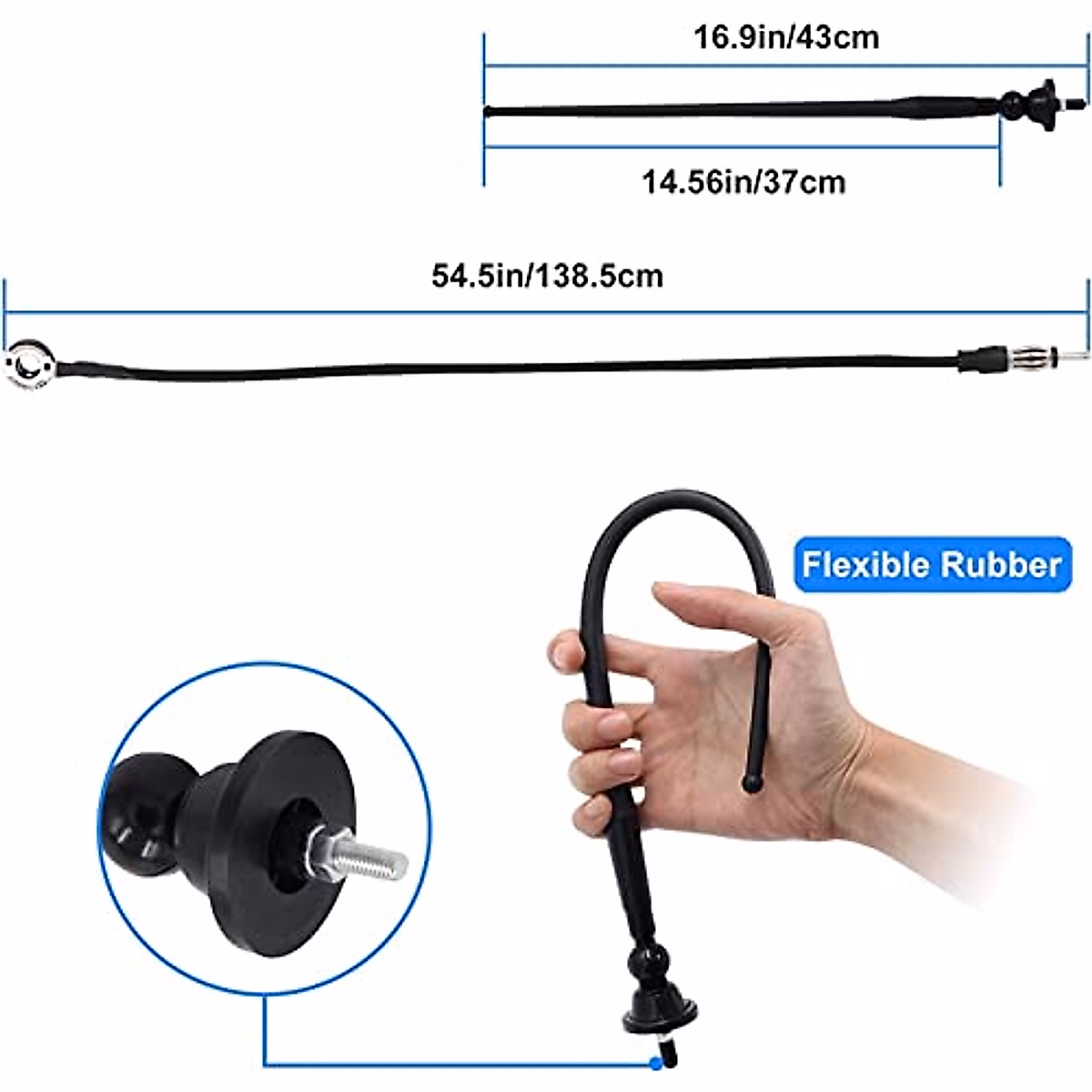 Herdio Marine Radio and Speakers Set Compatible with Bluetooth, Marine Gauge Head Unit+6.5 Inch Marine Flush Wall Mount Ceiling Speakers+Rubber Flexible Mast FM AM Antenna