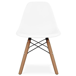 Aron Living 21.75" Plastic and Wood Kids Playroom Chairs in White (Set of 2)