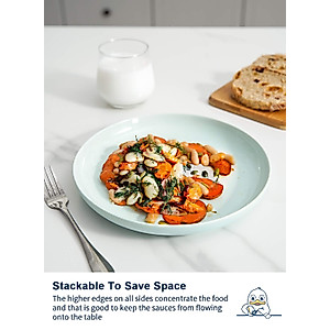 LE TAUCI Dinner Plate 9 inch, Ceramic Salad plate sets for Pasta, Risotto, Fluffiest, Pancakes, Dishwasher Microwave Oven Safe, set of 4, Sky blue