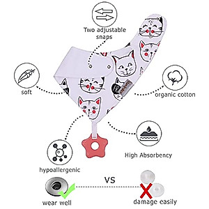 vuminbox Baby Bandana Drool Bibs 6-Pack and Teething Toys 6-Pack Made with 100% Organic Cotton, Absorbent and Soft Unisex (Multicolor)