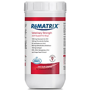Pet Health Solutions PHS ReMATRIX Joint Support Supplement for Dogs - Glucosamine, Chondroitin, MSM, Omega-3 - Hip and Joint Pain Relief and Support for Dogs - Made in USA - 240 Soft Chews