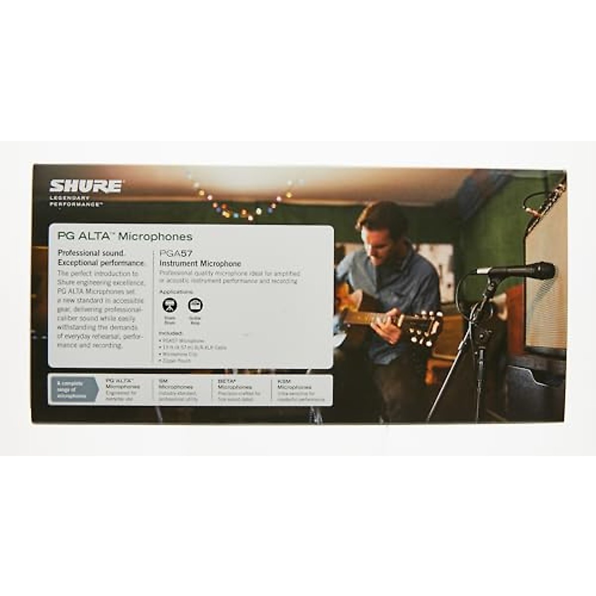 Shure PGA57 Dynamic Microphone - Professional Quality Instrument Mic with Cardioid Pick-up Pattern, 3-in XLR Connector, 15' XLR-to-XLR Cable, Stand Adapter and Zipper Pouch, (PGA57-XLR)
