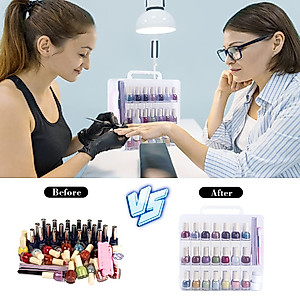 OVX Universal Gel Nail Polish Organizer Storage Portable Carrying Case Holder for 48 Bottles Double -Sided Adjustable Dividers Space Saver with 2 Toe Separators