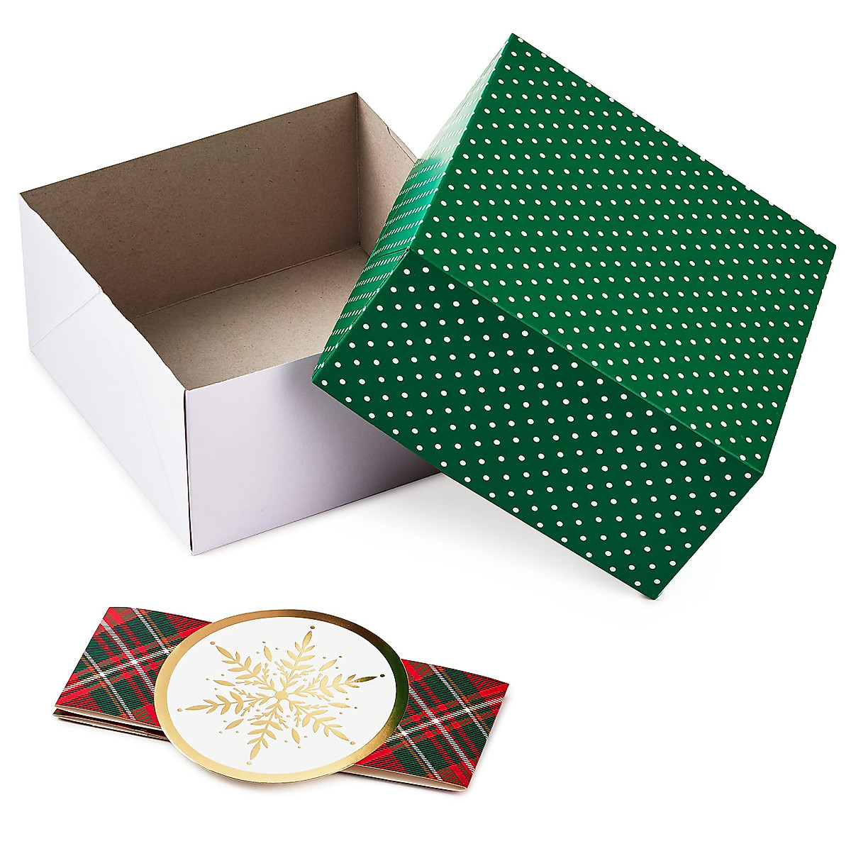 Hallmark Christmas Gift Boxes 3-Pack Assorted Sizes (Red & Green Stripes, Plaid, Polka Dots) for Hostess Gifts, Holiday Parties, Wrapped Treats