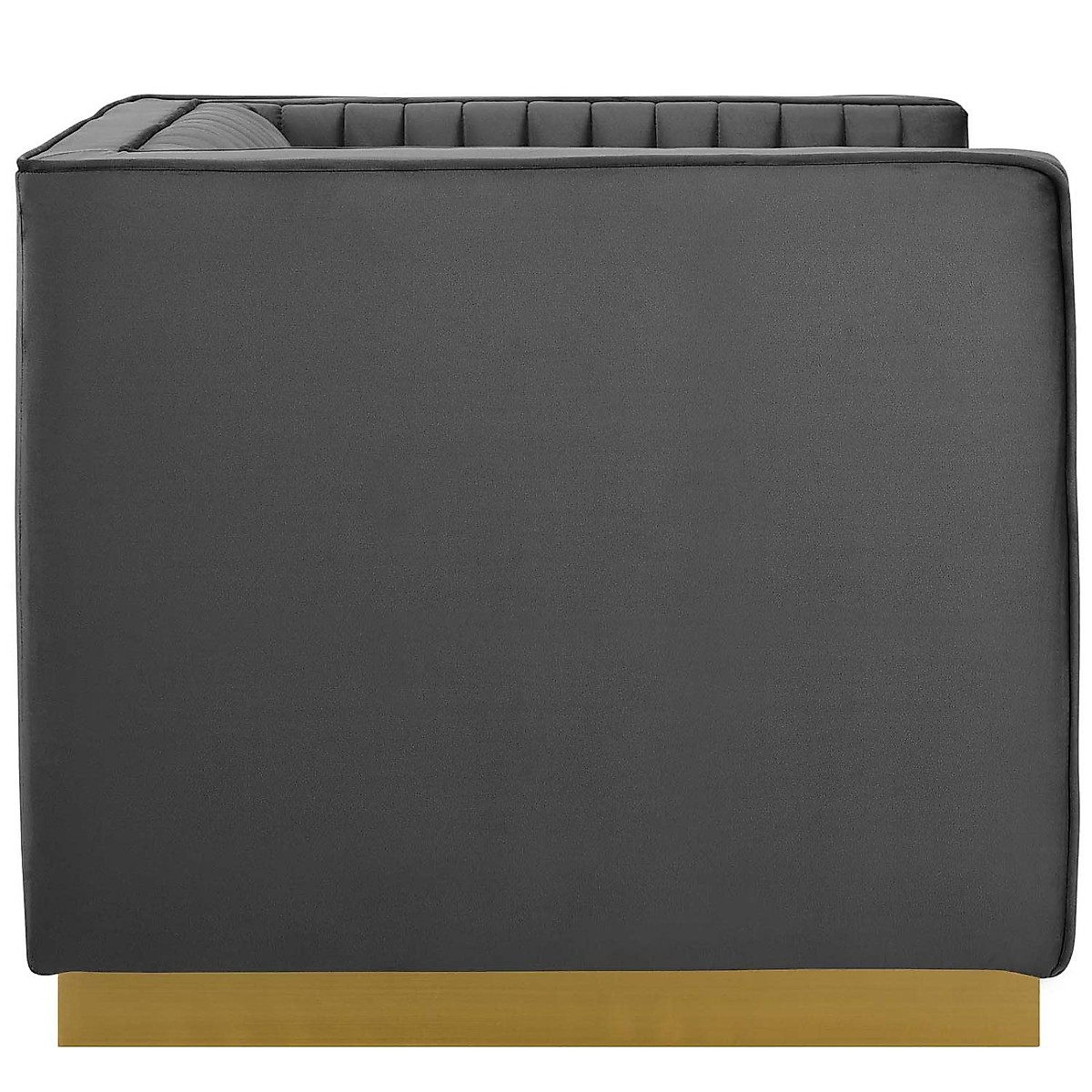 Modway Sanguine Vertical Channel Tufted Upholstered Performance Velvet Sofa and Armchair Set, Gray