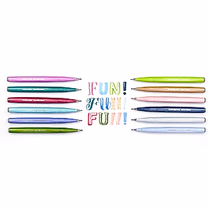 Pentel Brush Sign Pen Pastel colors SES15C - Brush Nib - Fibre Tip