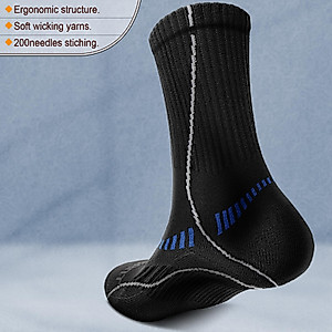 BULLIANT Men Sports Socks 6Pairs, Athletic Crew Socks Cushioned For Men Outdoor Running-Arch Compression Support(6Pairs,Shoes Size:Men 11-13)