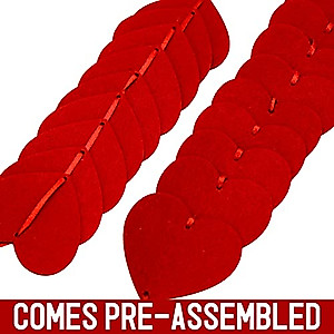 80 Red Felt Heart Garland Valentine Garland for Valentine's Day Wedding Birthday Party Supplies
