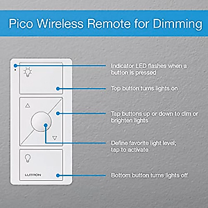 Lutron Caséta Smart Lighting Lamp Dimmer and Pico Smart Remote Kit, with Pico Wall Plate Bracket