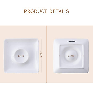 TAMAYKIM Soft Boiled Egg Cups, White Ceramic Egg Cup Plates, Plat Egg Holders for Breakfast and Brunch, Sot of 8