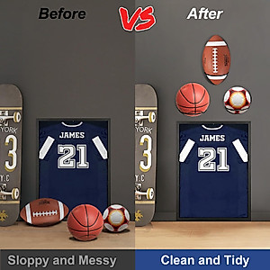 Qidoe Ball Storage Holder Wall Mount, Ball Stand Display Storage, Universal Ball Rack Metal Ball Holder Wall Mounted Basketball Display Rack for Basketball Football Volleyball Soccer Storage Display