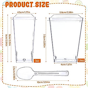 WILLBOND 200 Sets 5.6 oz and 3 oz Mini Dessert Cups with Lids and Spoons Clear Plastic Parfait Cup Appetizer Cups Small Disposable Shooter Cups Dessert Containers for Party Pudding Fruit Ice Cream