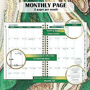 Planner 2023-2024 - 2023-2024 Academic Planner with Tabs, July 2023 - June 2024, 6.3" x 8.4", Academic Weekly and Monthly Planner 2023-2024 with Back Pocket + Thick Paper + Twin-Wire Binding - Green Gliding