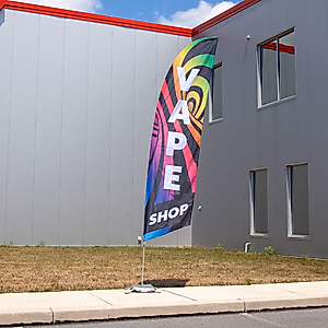 Vispronet Vape Shop Feather Flag Kit – 13.5ft Swooper Flag Pole Set, Cross Base & Weight Bag for Businesses, Polyester Feather Banner Flag for Businesses & Storefronts, Printed in the USA