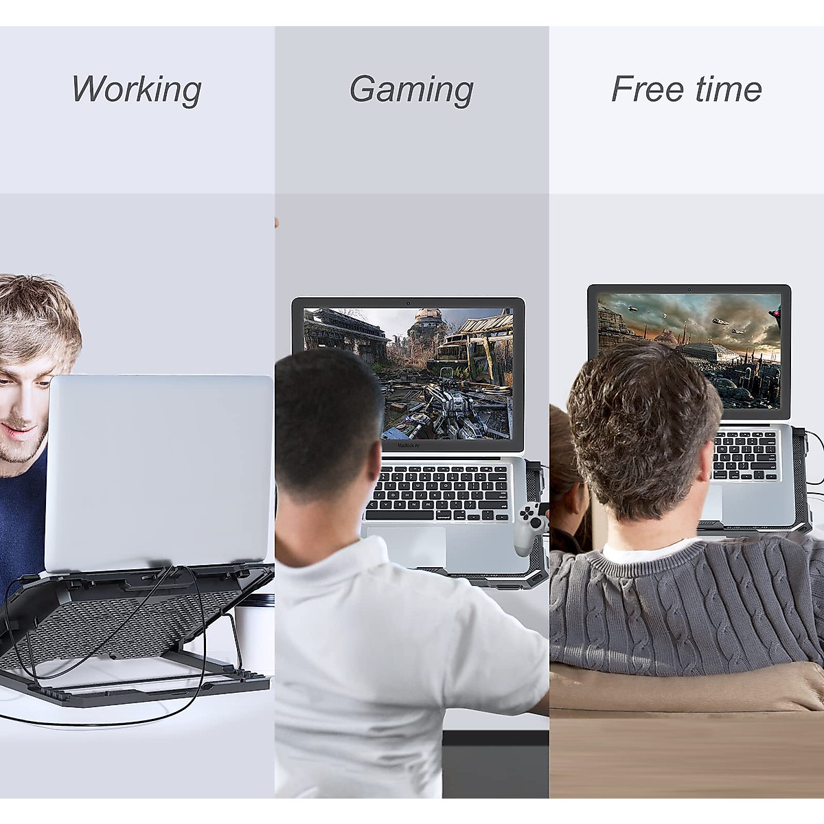 ICE COOREL Laptop Cooling Pad with 6 Cooling Fans, Cooling Pad for Laptop Fan 13-15.6 Inch, Laptop Cooler Stand with 6 Height Adjustable, Notebook Cooler Pad with Two USB Port [2022 Version]