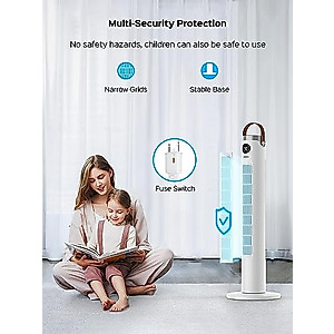 PROUS Tower Fan for home bedroom, 42 Inch 60° Oscillating fan Quiet 35dB with Remote, Floor Fan with 24H Timer, Large LED Display, Bladeless Fan, 21ft/s 3 Speeds 3 Modes
