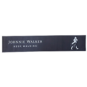 Johnnie Walker Bar Mat Keep Walking Scotch Whisky Spill Mat Rail Drip Mat - 19.25" x 3.5"