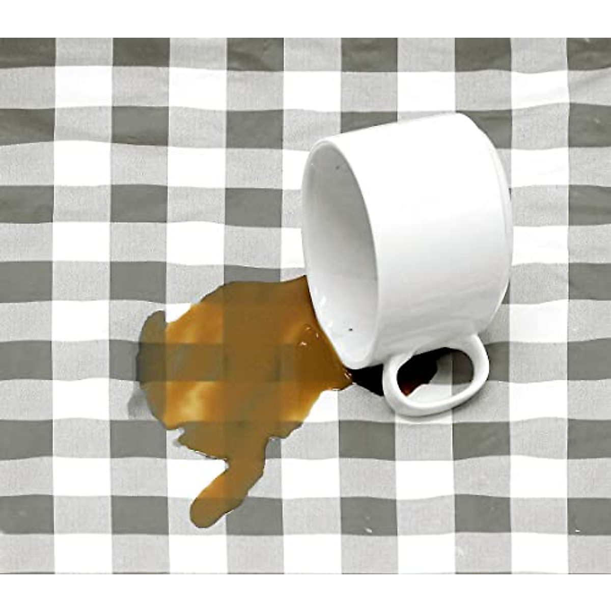 Aksipo Vinyl Picnic Tablecloths and Bench Covers, Waterproof Picnic Table and Bench Seat Covers with Elastic Edges for Outdoor Patio Park, Gray Checkered Flannel Backed Lining, 72 Inch 3 Piece Set