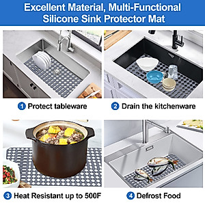 ARLBA Upgraded Silicone Kitchen Sink Mat 25"x13"，Sink Protectors for Kitchen Sink with Rear Drain/Center Drain,Sink Bottom Grid Protection Sink Rack For Farmhouse Stainless Steel/Porcelain Sink