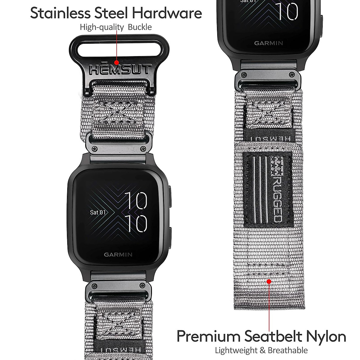 Compatible for Garmin Venu 2 (ONLY Venu 2, Not Venu 2S) /Venu 3 Quick Pins Watch Band, Super Rugged Nylon Sports Strap With Woven Loop Design