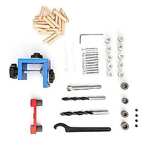 Orenic 3 in 1 Pocket Hole Jig Kit, Drill Guide Hole Opener Woodworking Locator, Hole Jig Positioning Punch Tools with Positioning Clip, Adjustable Drilling Guide for Puncher Locator Carpentry Woodwork