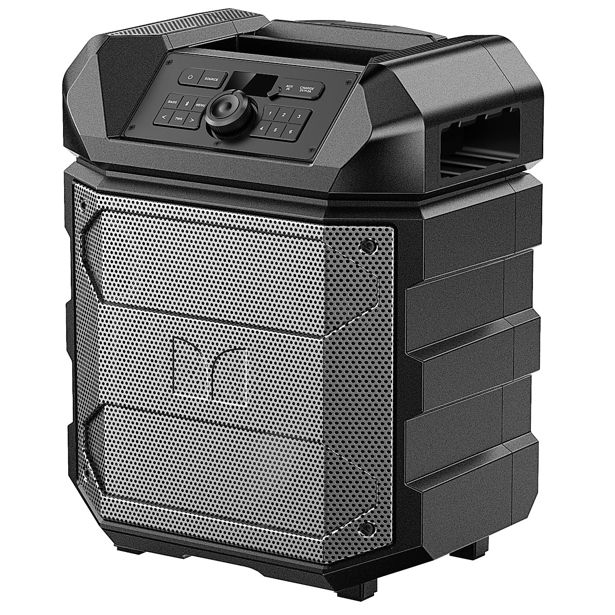 Monster Rockin’ Roller 4MAX | 100W Indoor/Outdoor Portable Bluetooth Speaker, Water Resistant | Up to 25 Hours Playtime, Karaoke Microphone, Telescoping Handle, Wheels, FM Radio, & USB Charging