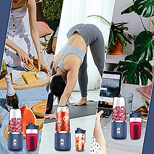 Portable Blender,USB Rechargeable Mini Personal Blender for Shakes and Smoothies,Electric Fruit Veggie Juicer with 2pcs Travel Juicer Cup，Blue
